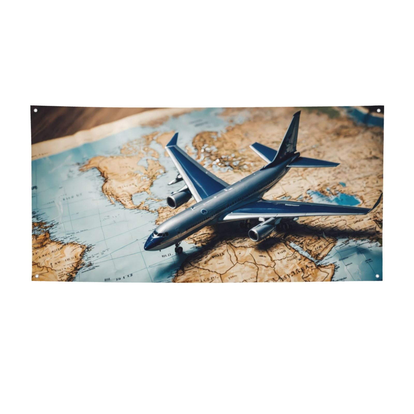 Tebeau Airplane World Map Adventure Print Banner Backdrop Banner for ...