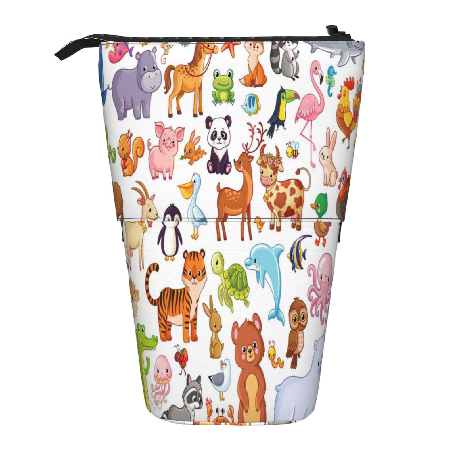 Tebeau Animal Cartoon Style Print Telescopic Pencil Bag Pen Holder Pop ...