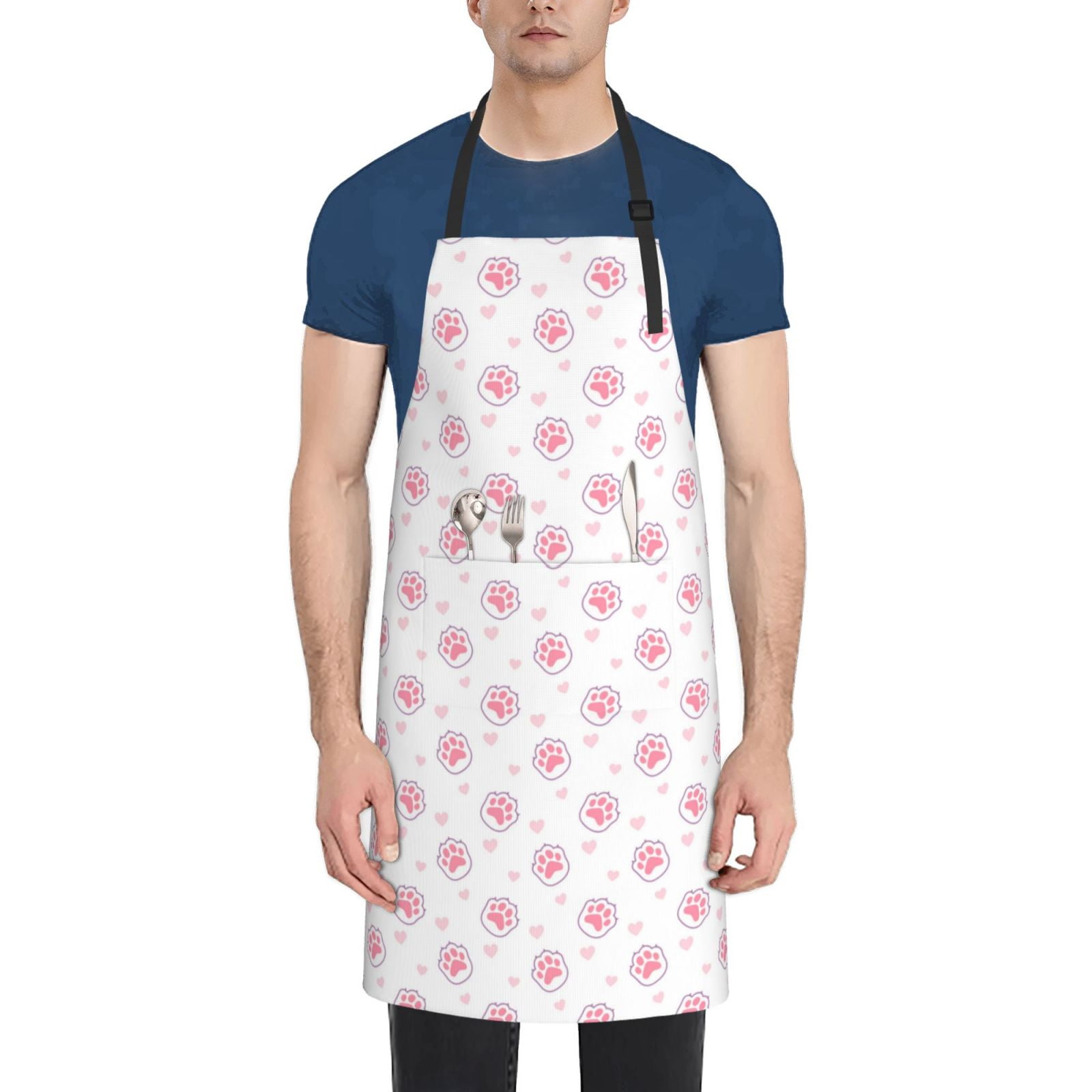 Tebeau Animal Pink Color Paw Print Waterproof Cooking Aprons ...