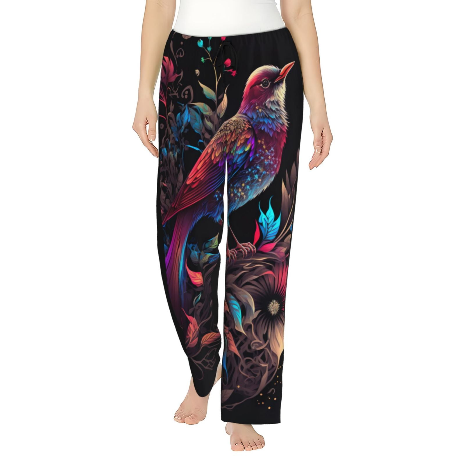 Tebeau Artistic Colorful Bird Print Women Pajama Pants Women's ...