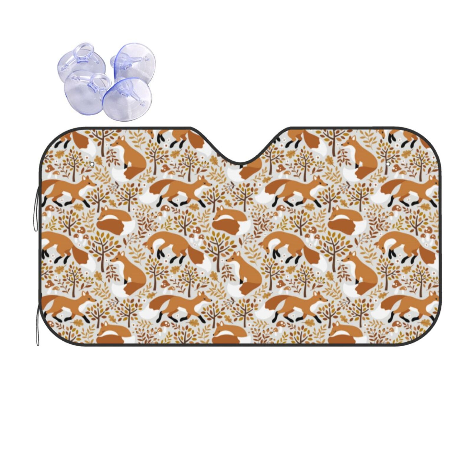 Tebeau Autumn Fox with Brown Plants Print Foldable Car Windshield Sun ...