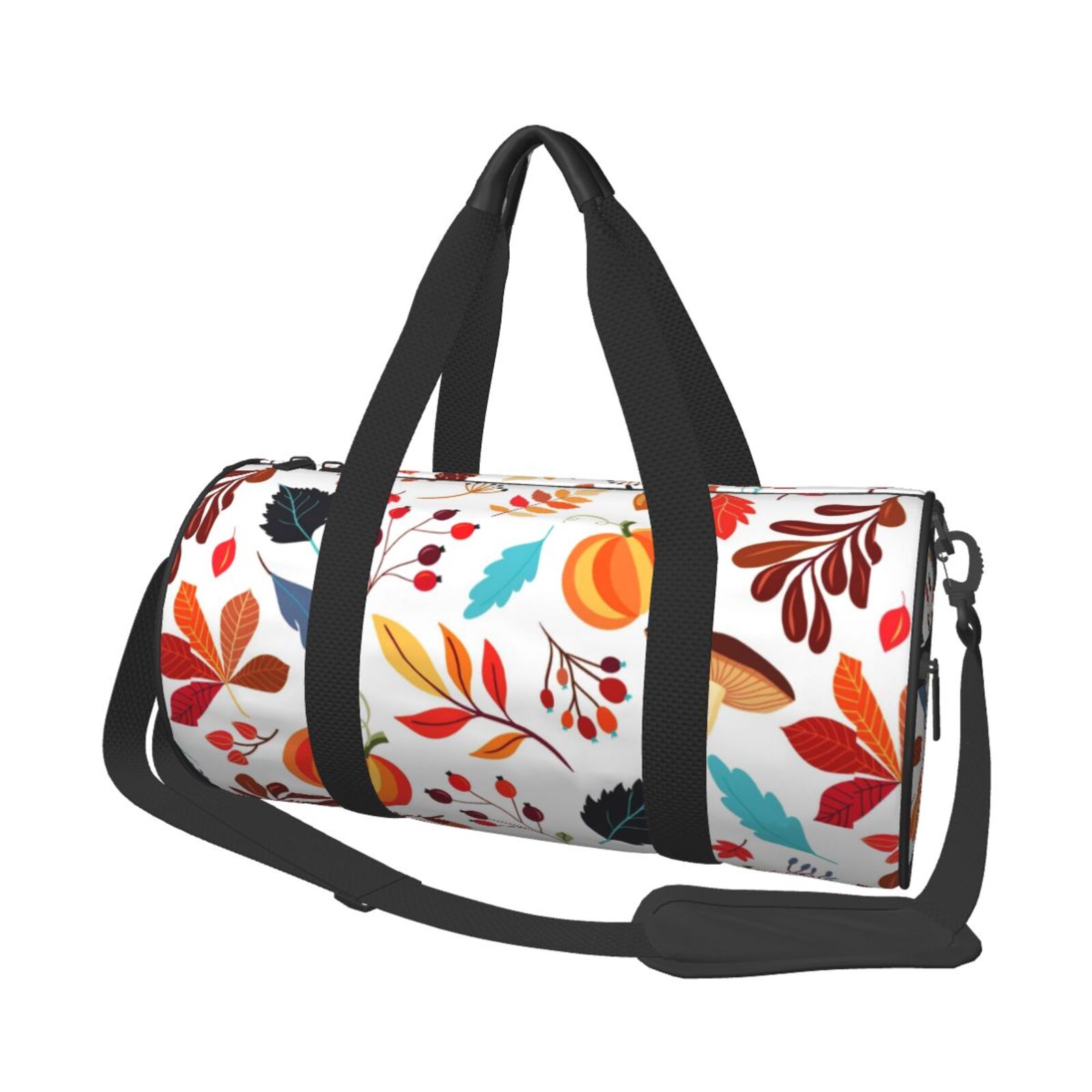 Tebeau Autumn Pumpkins Fall Leaves Print Travel Duffle Bag, Waterproof ...