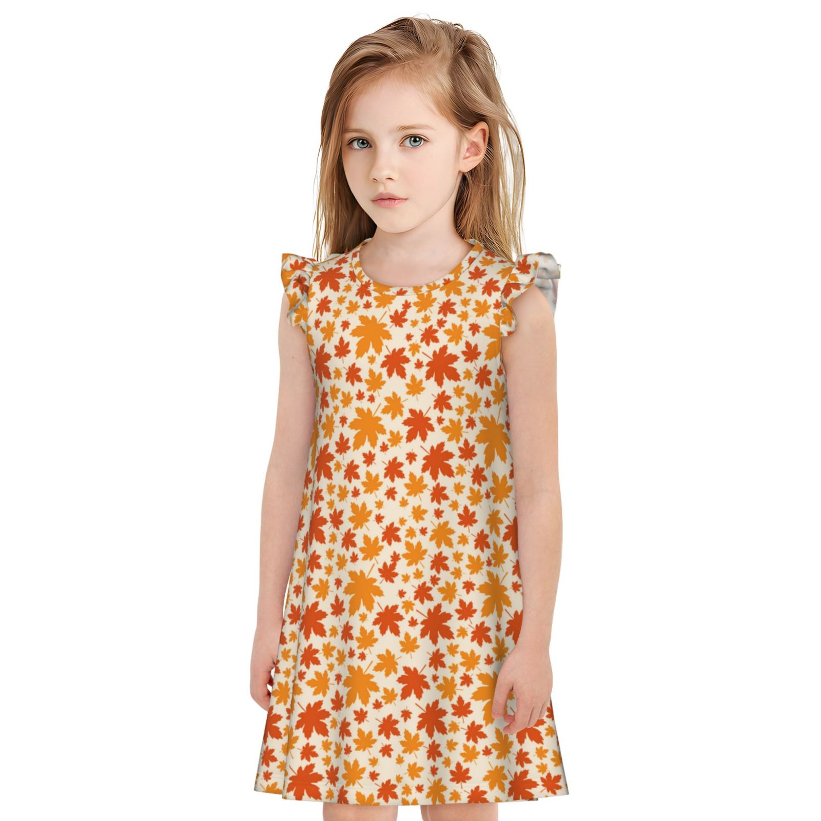 Tebeau Autumn Red and Orange Maple Leaves Print Girls Nightgowns ...
