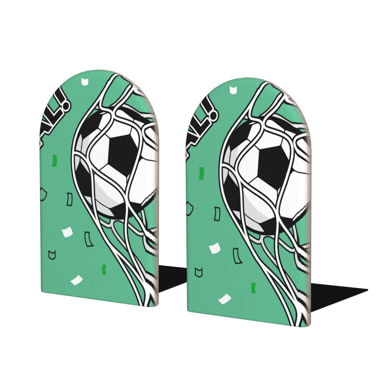 Tebeau BALL INSIDE THE NET GOAL Print Wood Bookends for Shelves ...