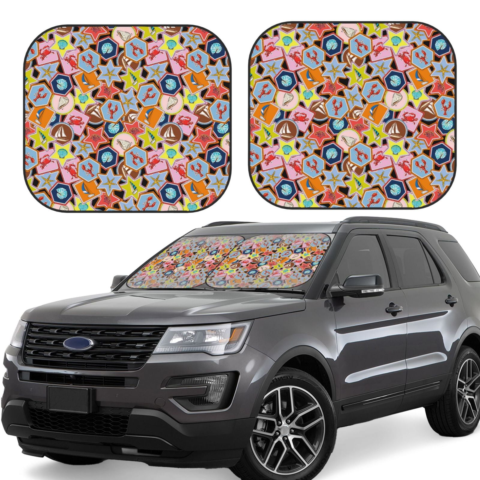 Tebeau Beach Life Print Foldable Car Windshield Sun Shades Universal ...