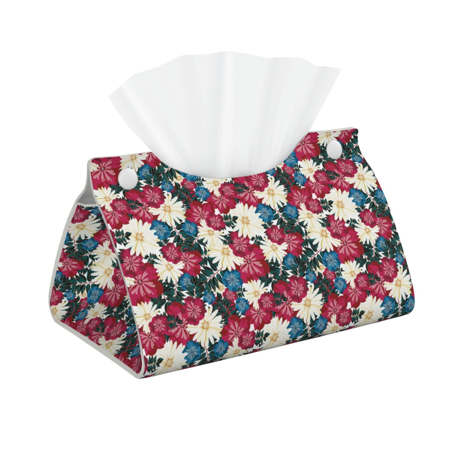 Tebeau Beautiful Flower Print Tissue Box Cover,Modern PU Leather ...