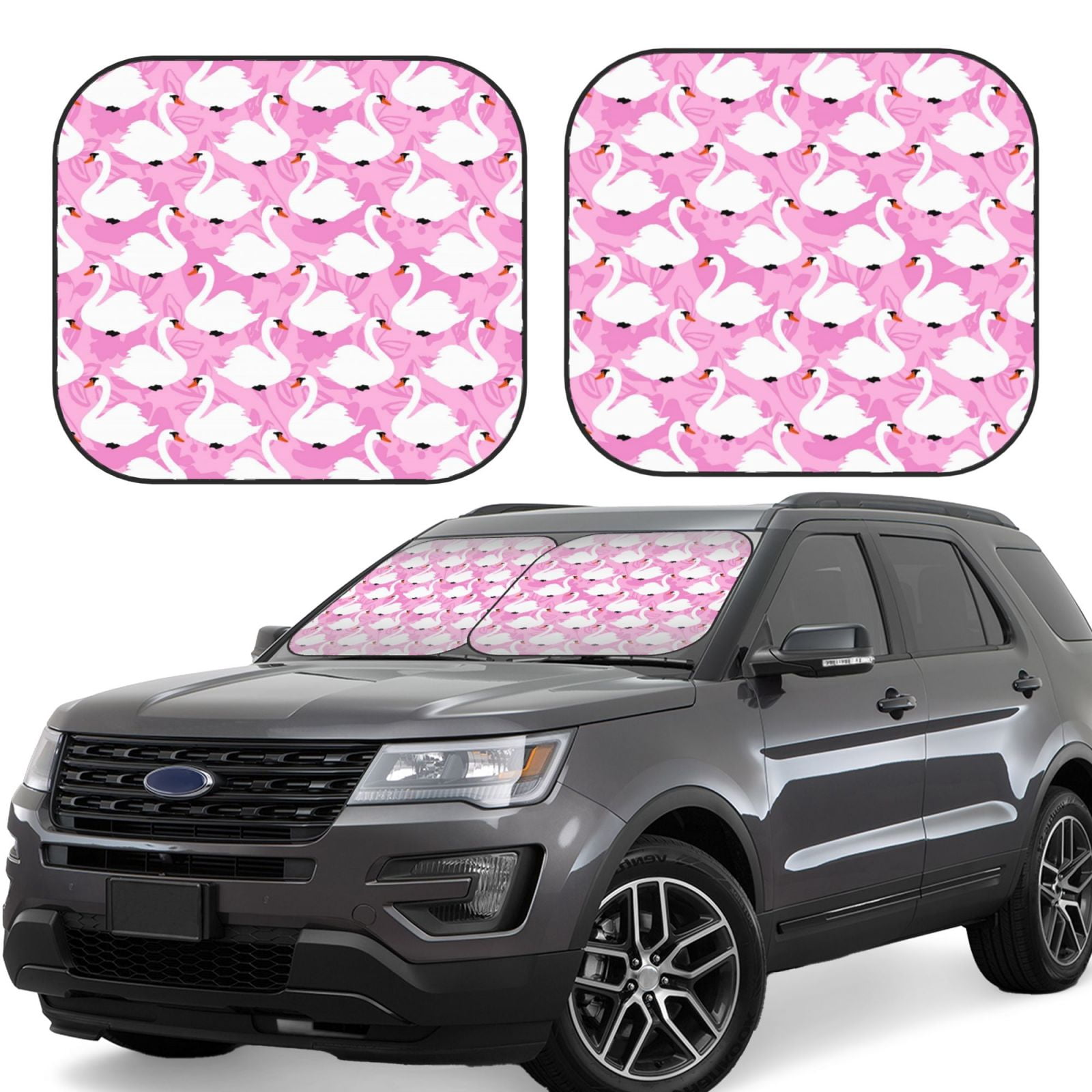 Tebeau Beautiful Swans Print Foldable Car Windshield Sun Shades ...
