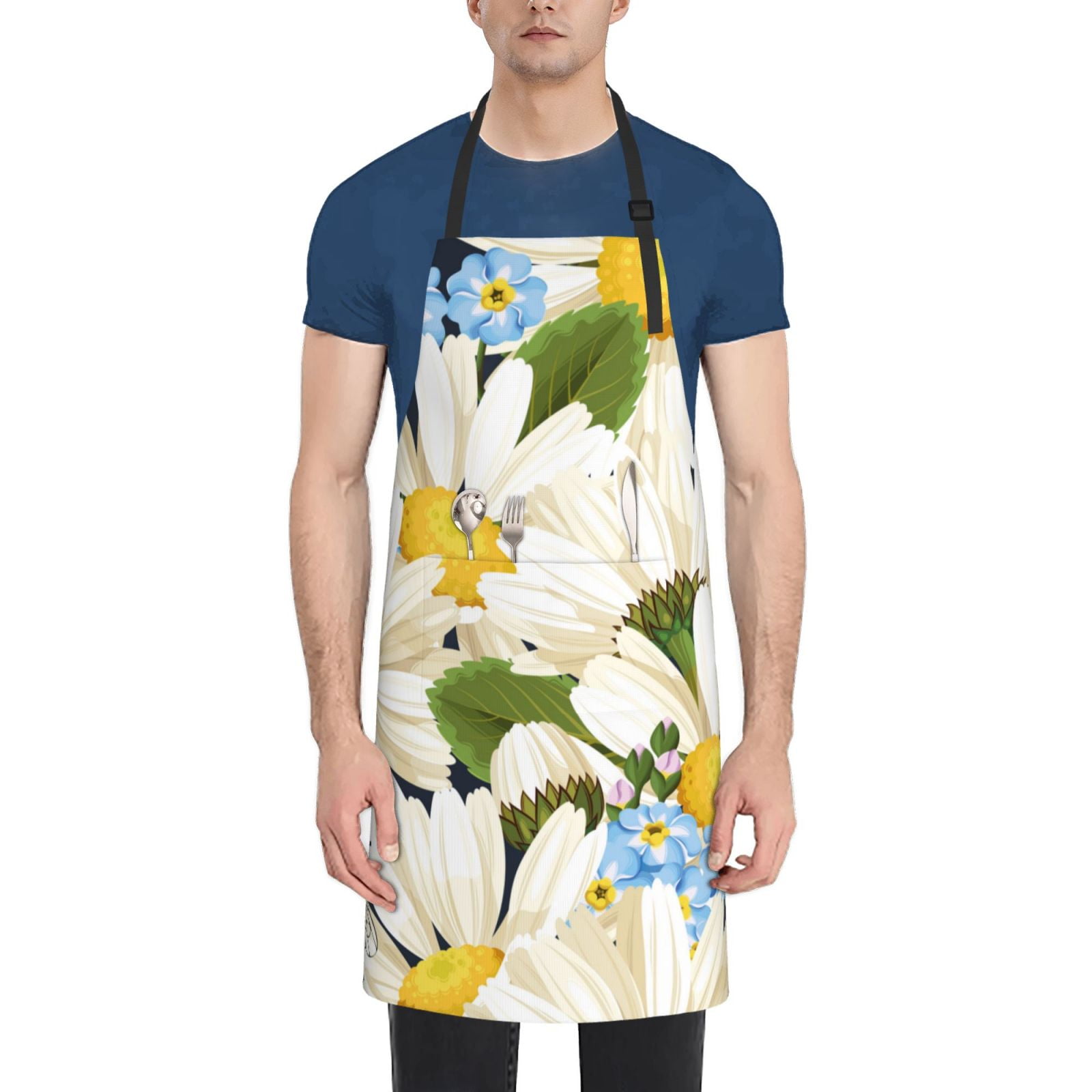 Tebeau Bees Collecting Nectar Print Waterproof Cooking Aprons, Adjustable Bib Soft Chef Apron ...