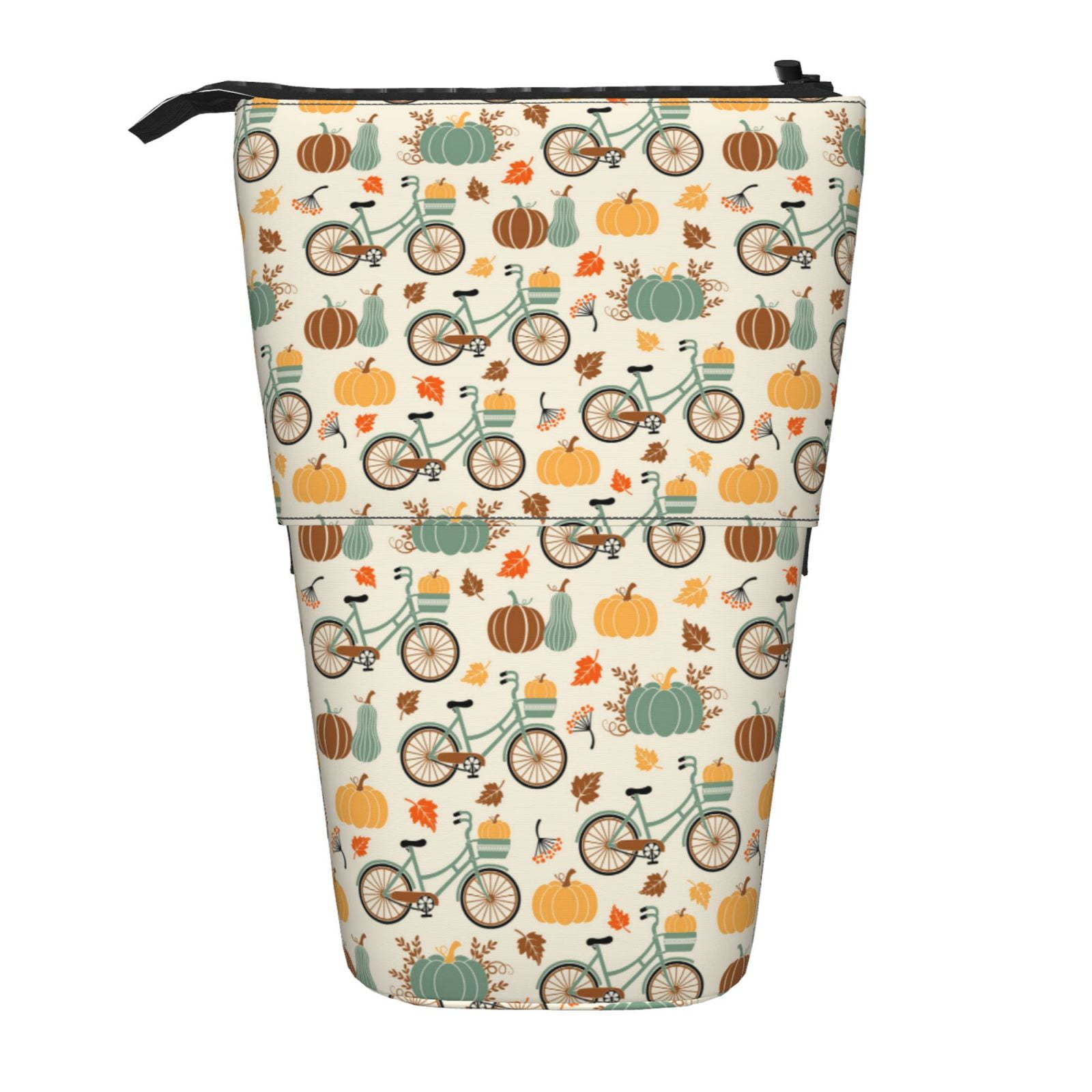Tebeau Bicycle And Pumpkins Print Telescopic Pencil Bag Pen Holder Pop ...