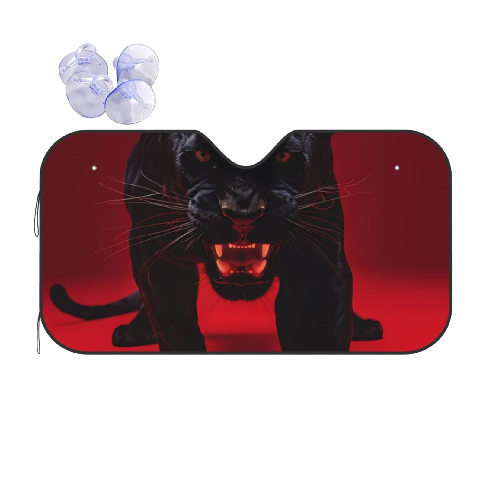 Tebeau Black Panther Red Background Print Foldable Car Windshield Sun ...