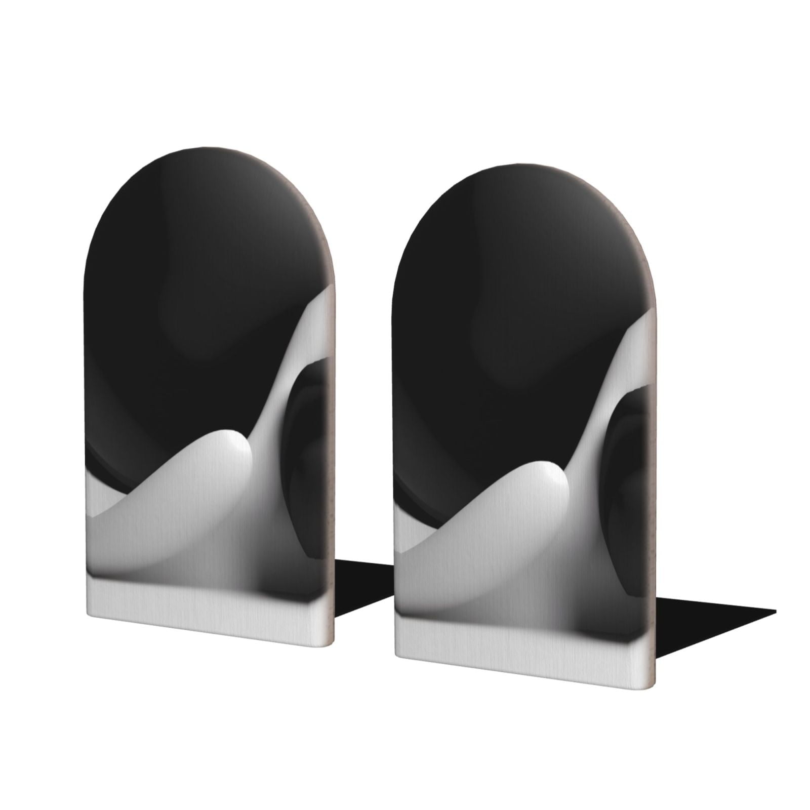 Tebeau Black White Fluid Sculpture Print Wood Bookends for Shelves ...