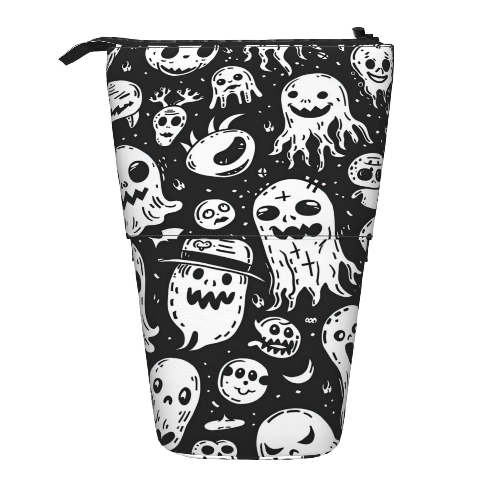 Tebeau Black White Spooky Ghosts Print Telescopic Pencil Bag Pen Holder ...