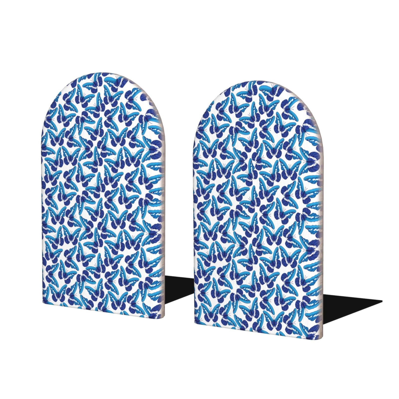 Tebeau Blue Butterflies Print Wood Bookends for Shelves,Bookends,Book ...