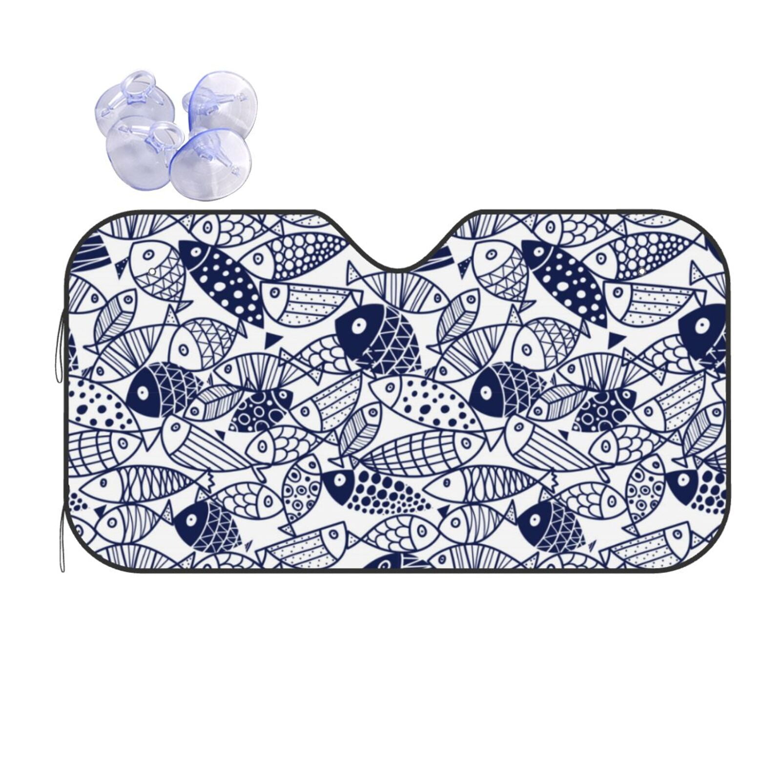 Tebeau Blue Fish1 Print Foldable Car Windshield Sun Shades Universal Fit Keep Your Vehicle Cool ...