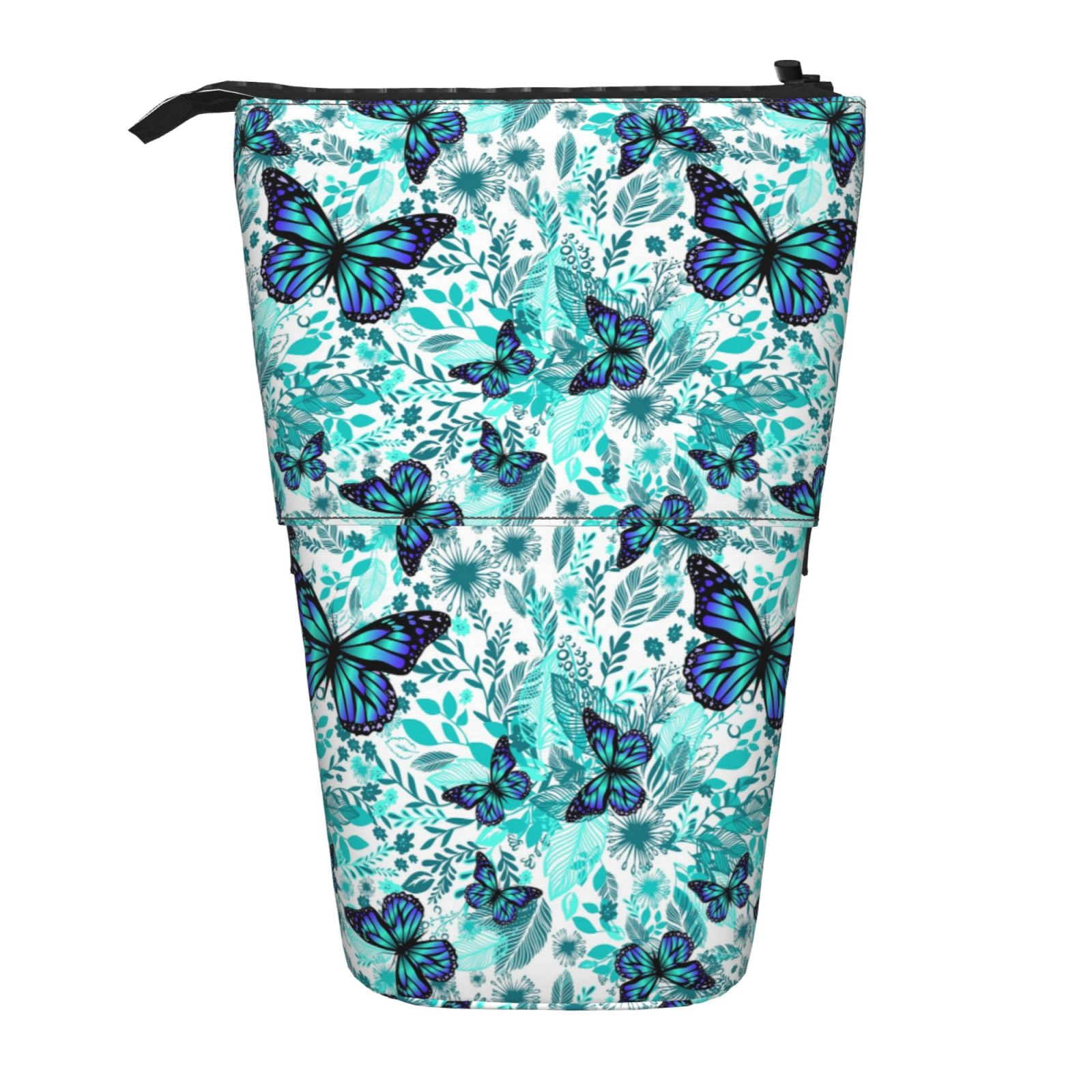 Tebeau Blue Floral with Butterflies Print Telescopic Pencil Bag Pen ...