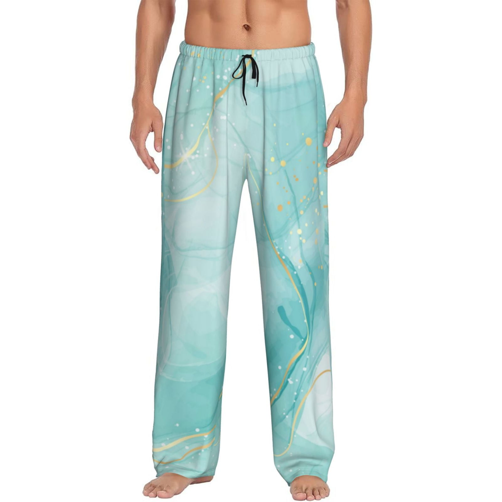 Tebeau Blue Marble Print Men's Pajama Pant Men's Sleep Pajama Lounge ...