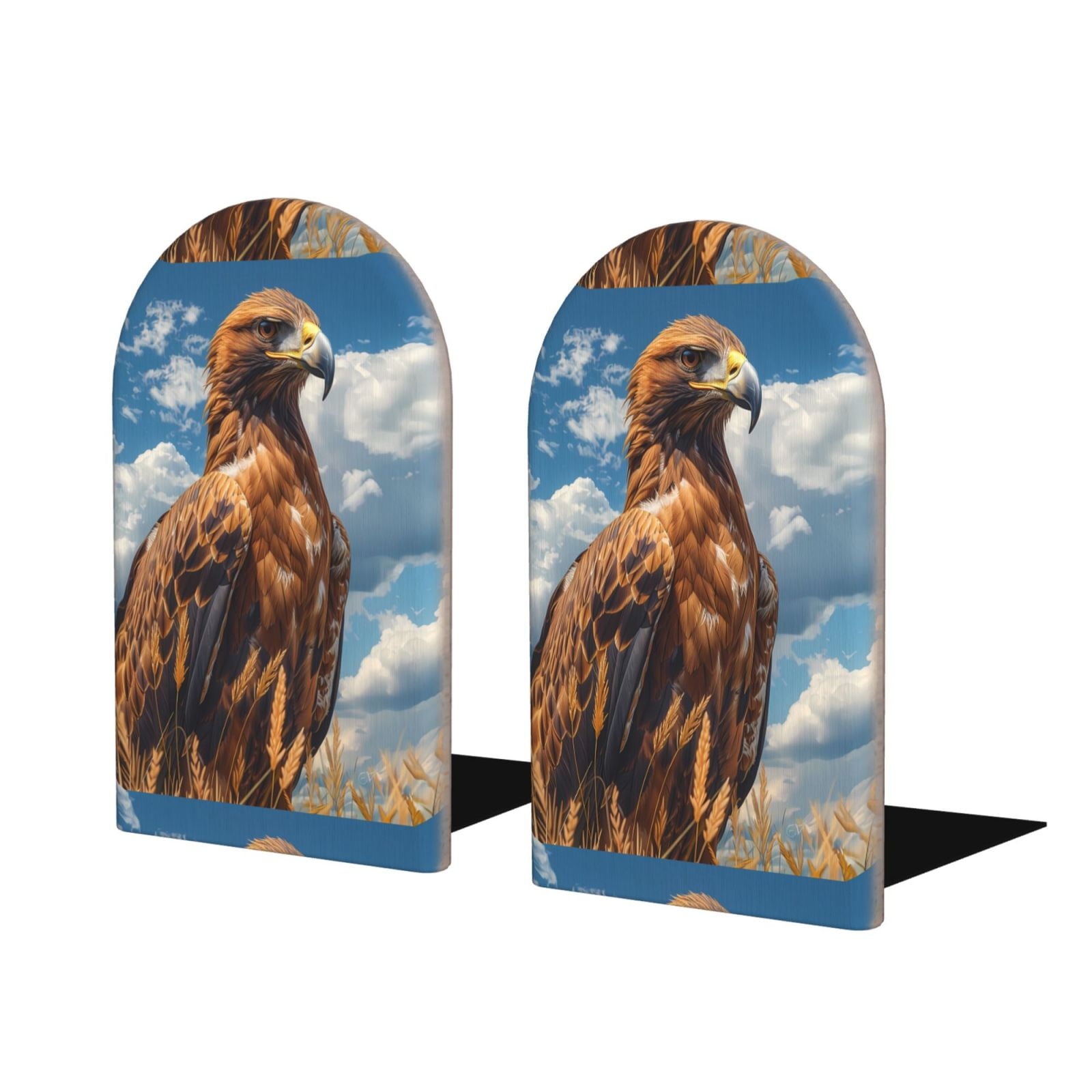 Tebeau Blue Sky White Cloud Eagle Print Wood Bookends for Shelves ...