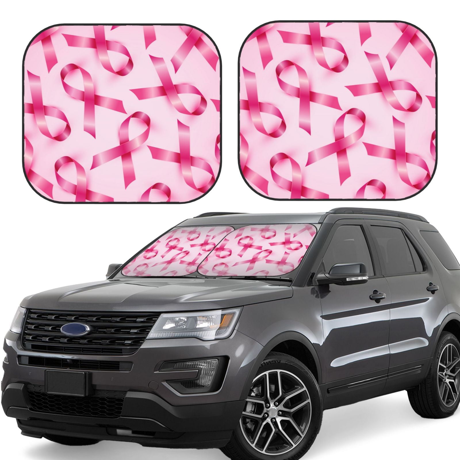 Tebeau Breast Cancer Ribbons Awareness Print Foldable Car Windshield ...