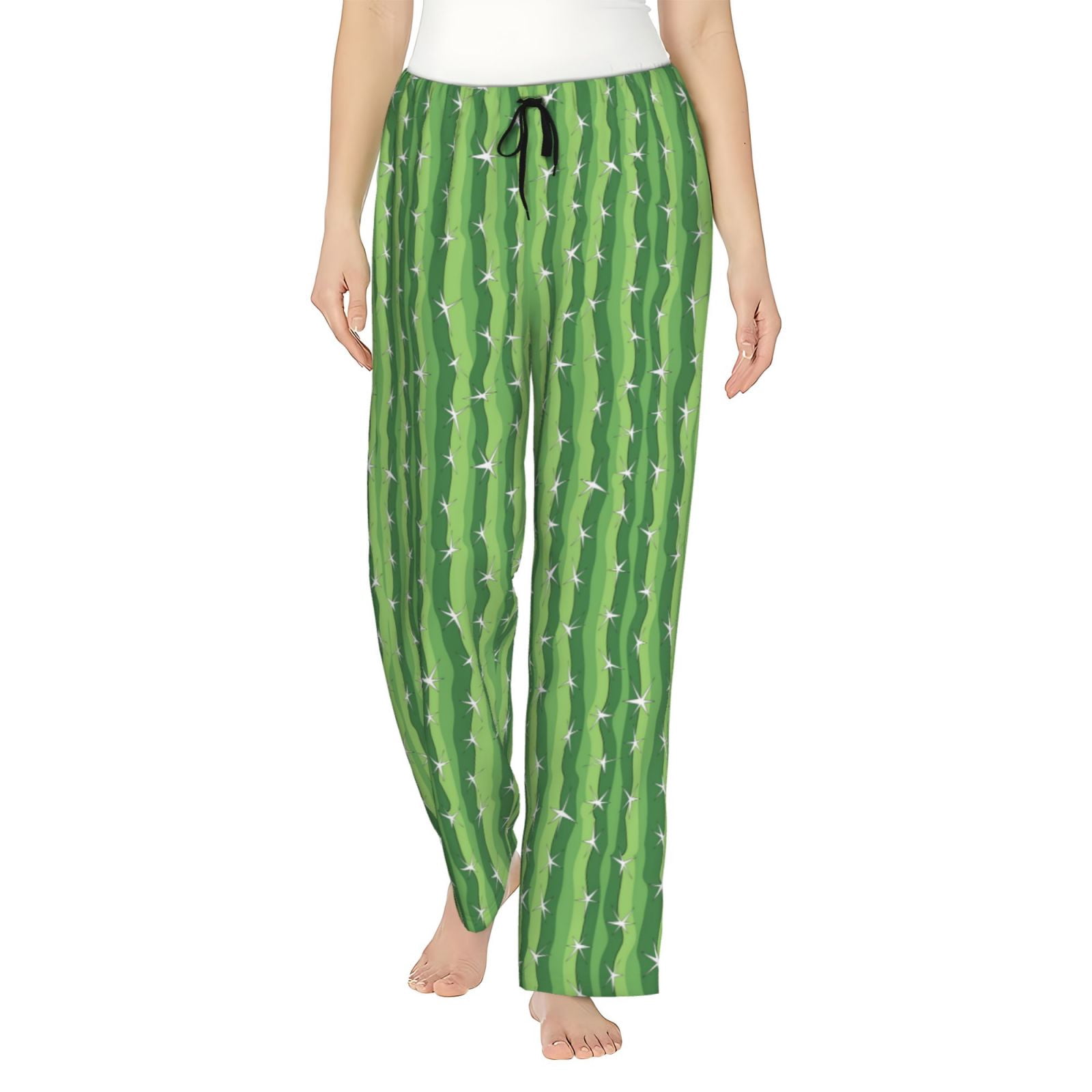 Tebeau Cactus Print Women Pajama Pants Women's Drawstring Pajama Pants ...