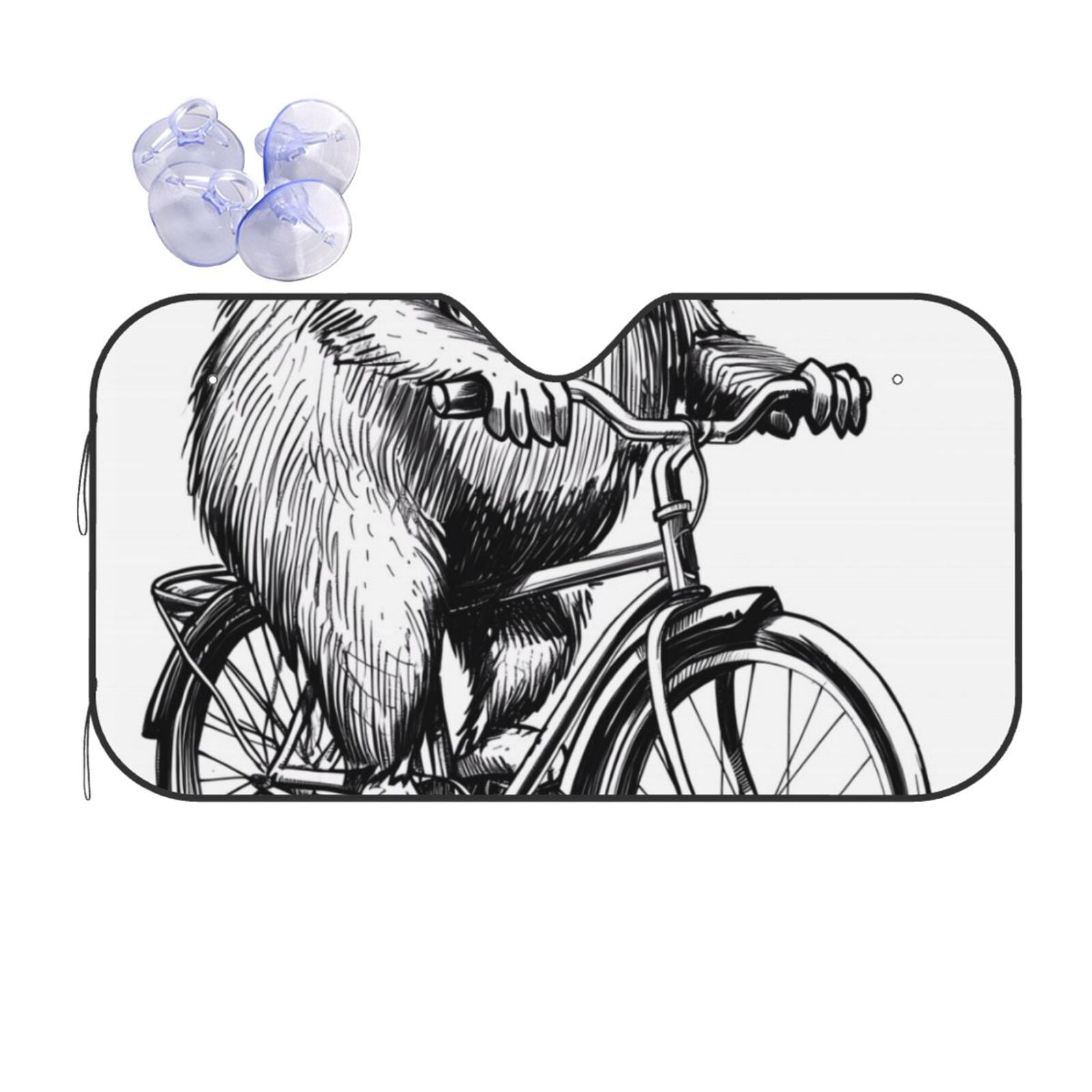 Tebeau Capybara Riding Bicycle Print Foldable Car Windshield Sun Shades ...