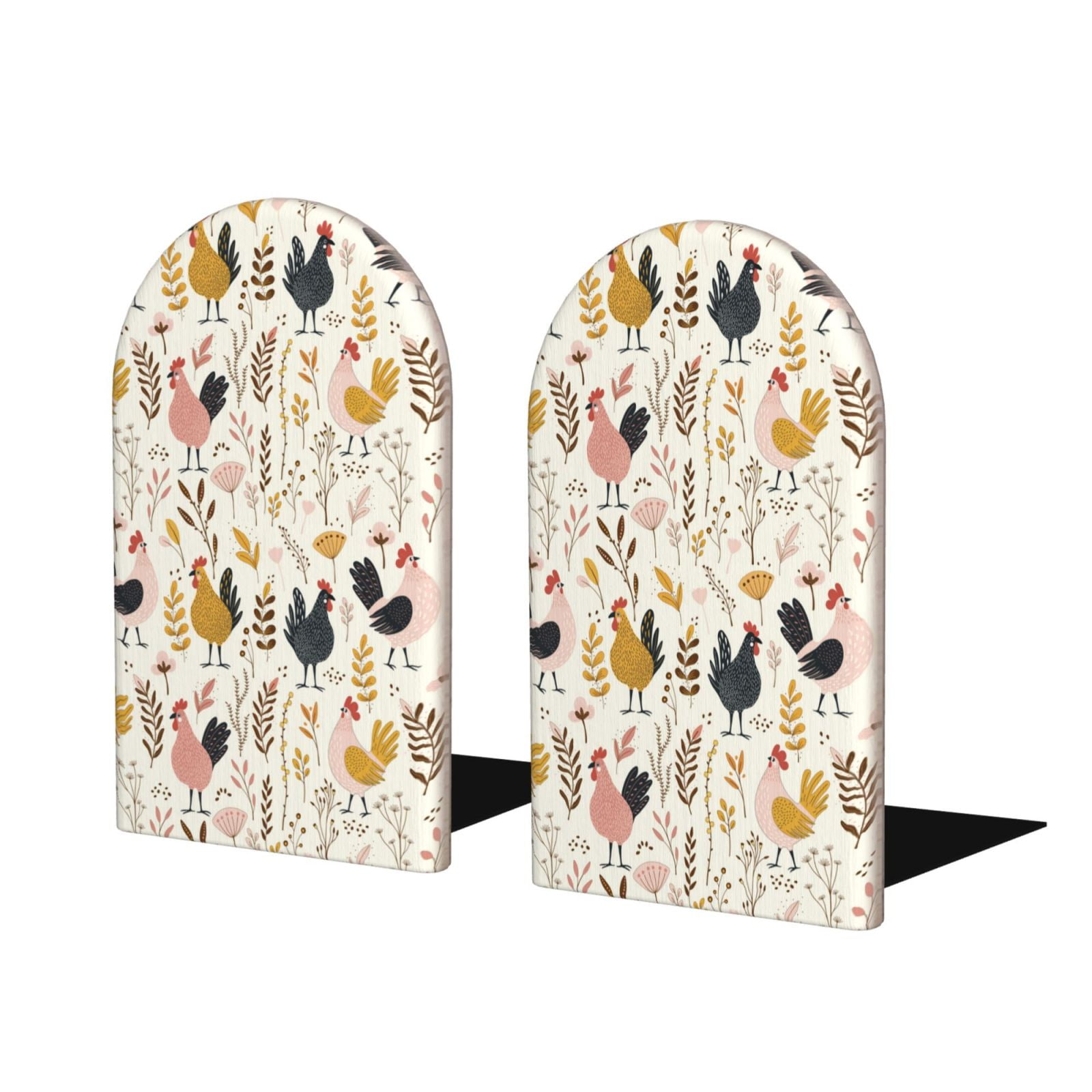 Tebeau Cartoon Chickens Print Wood Bookends for Shelves,Bookends,Book ...