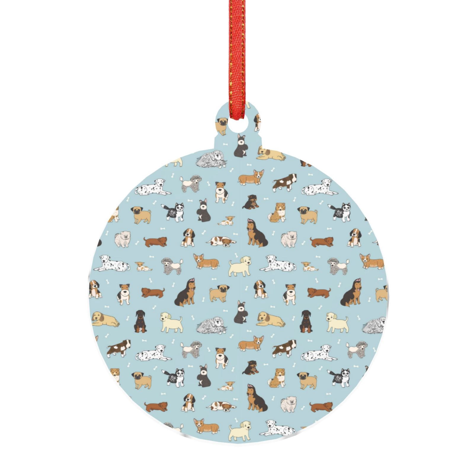 Tebeau Cartoon Doodle Puppy Print Christmas Tree Ornaments Round ...