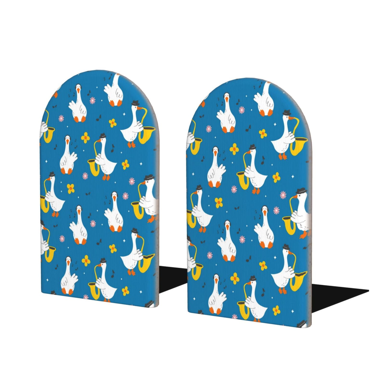 Tebeau Cartoon Goose Print Wood Bookends for Shelves,Bookends,Book ...