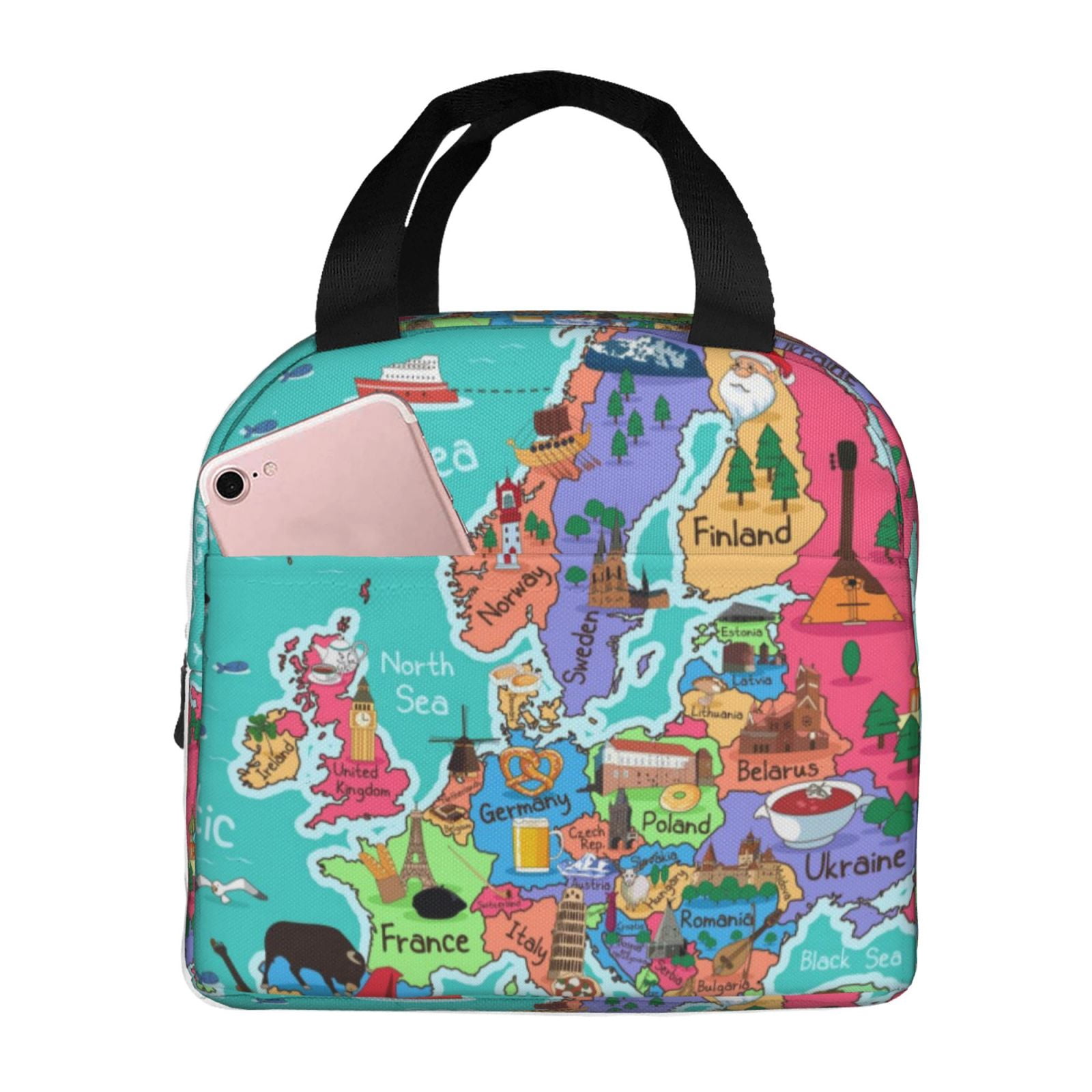 Tebeau Cartoon Map Of Europe Print Lunch Box for Women and Men Lunch ...