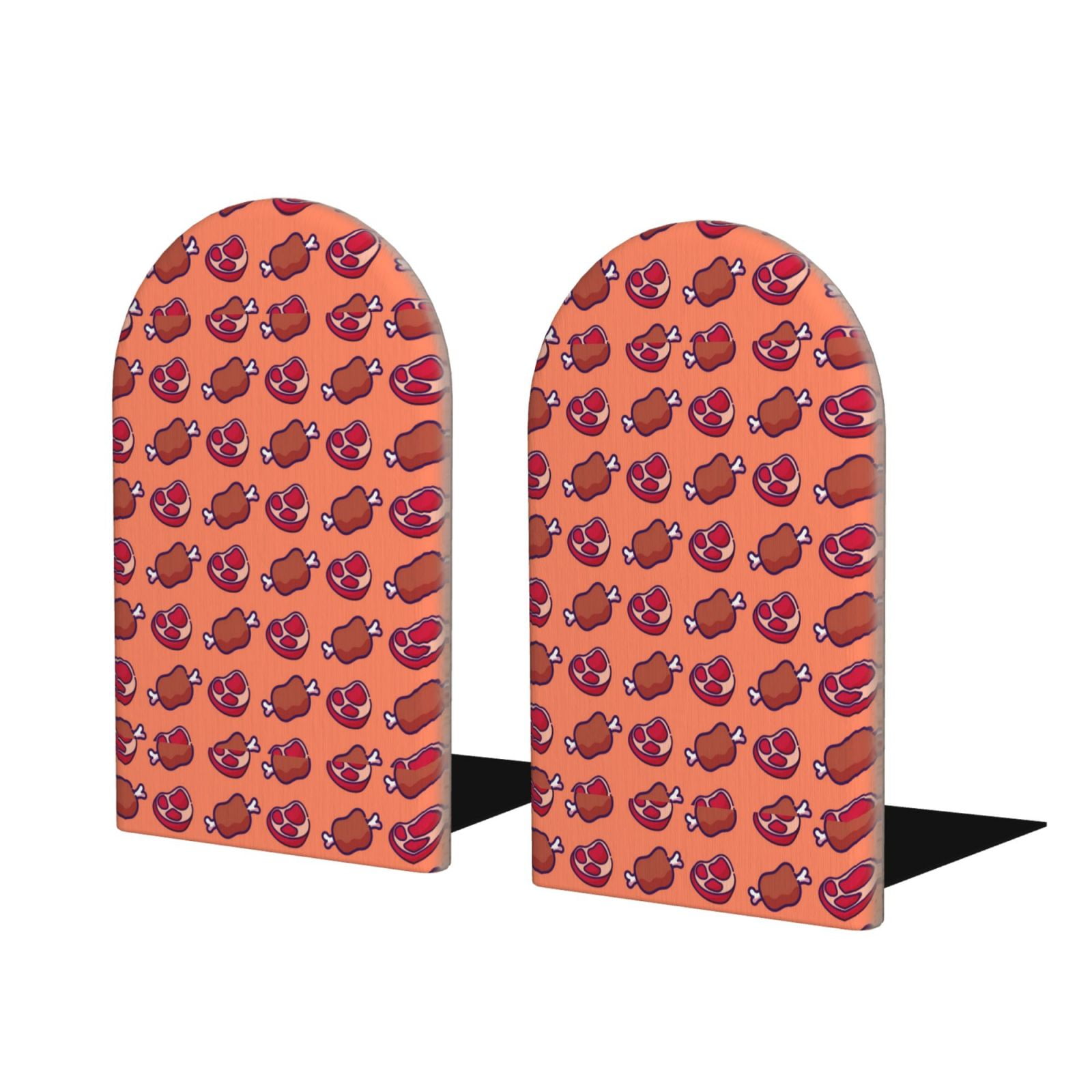 Tebeau Cartoon Meat Print Wood Bookends for Shelves,Bookends,Book ...