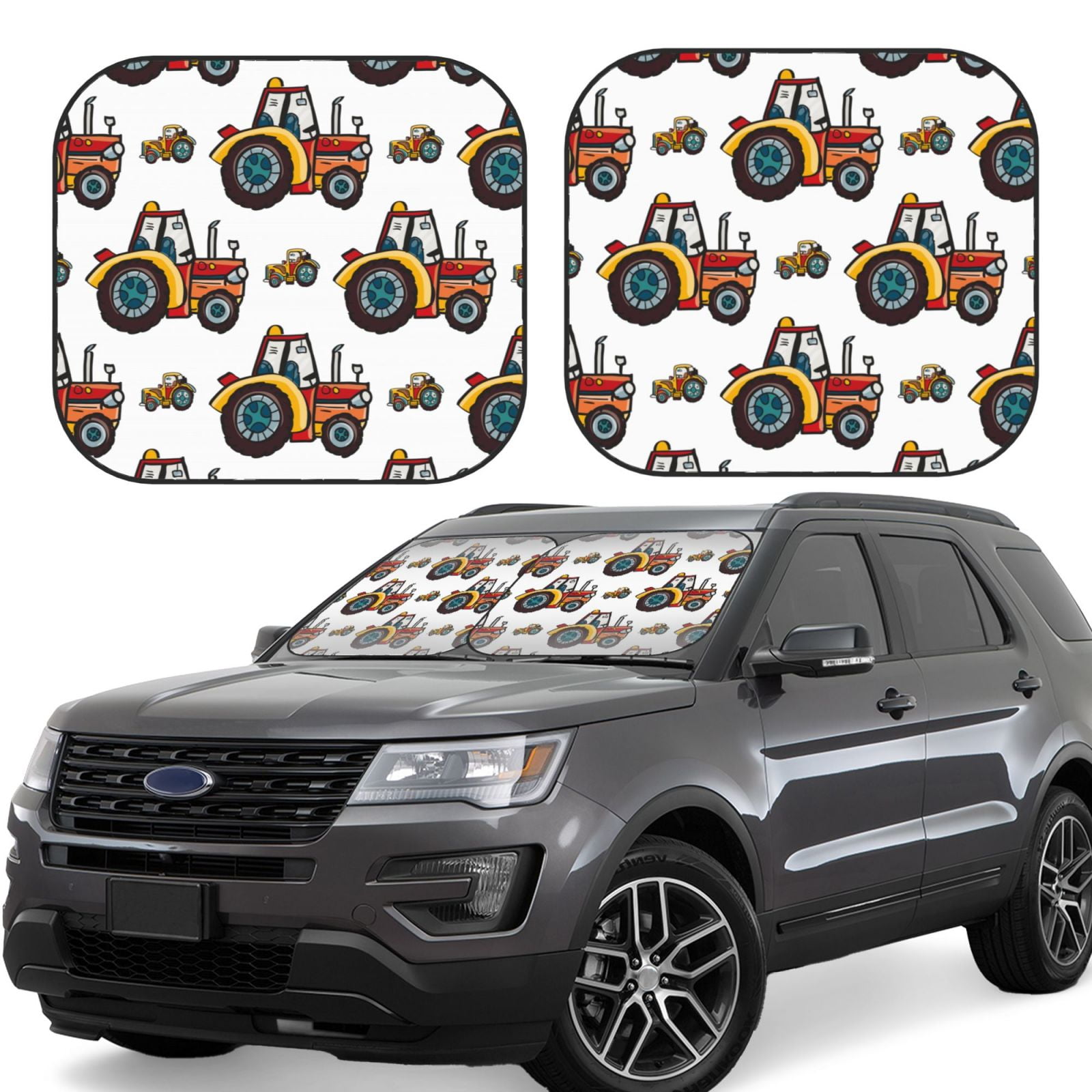 Tebeau Cartoon Tractor Print Foldable Car Windshield Sun Shades ...