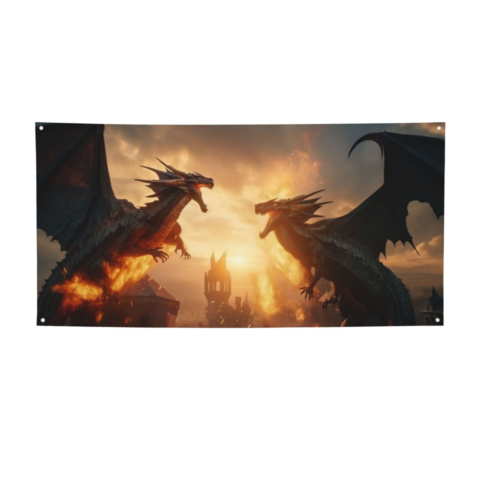 Tebeau Castle Cool Fire Dragon Print Banner Backdrop Banner for Outdoor ...