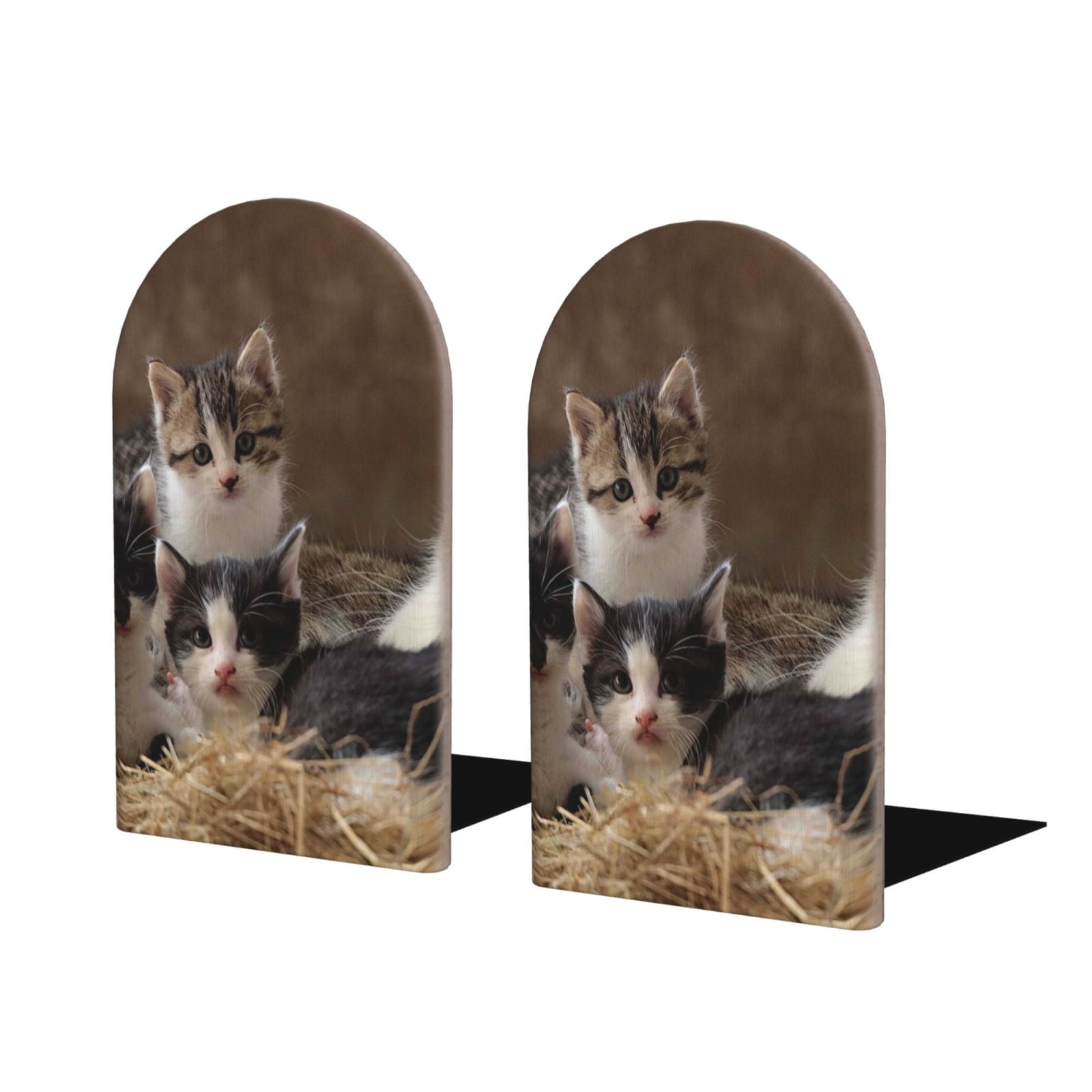 Tebeau Cat Family Print Wood Bookends for Shelves,Bookends,Book Holders ...