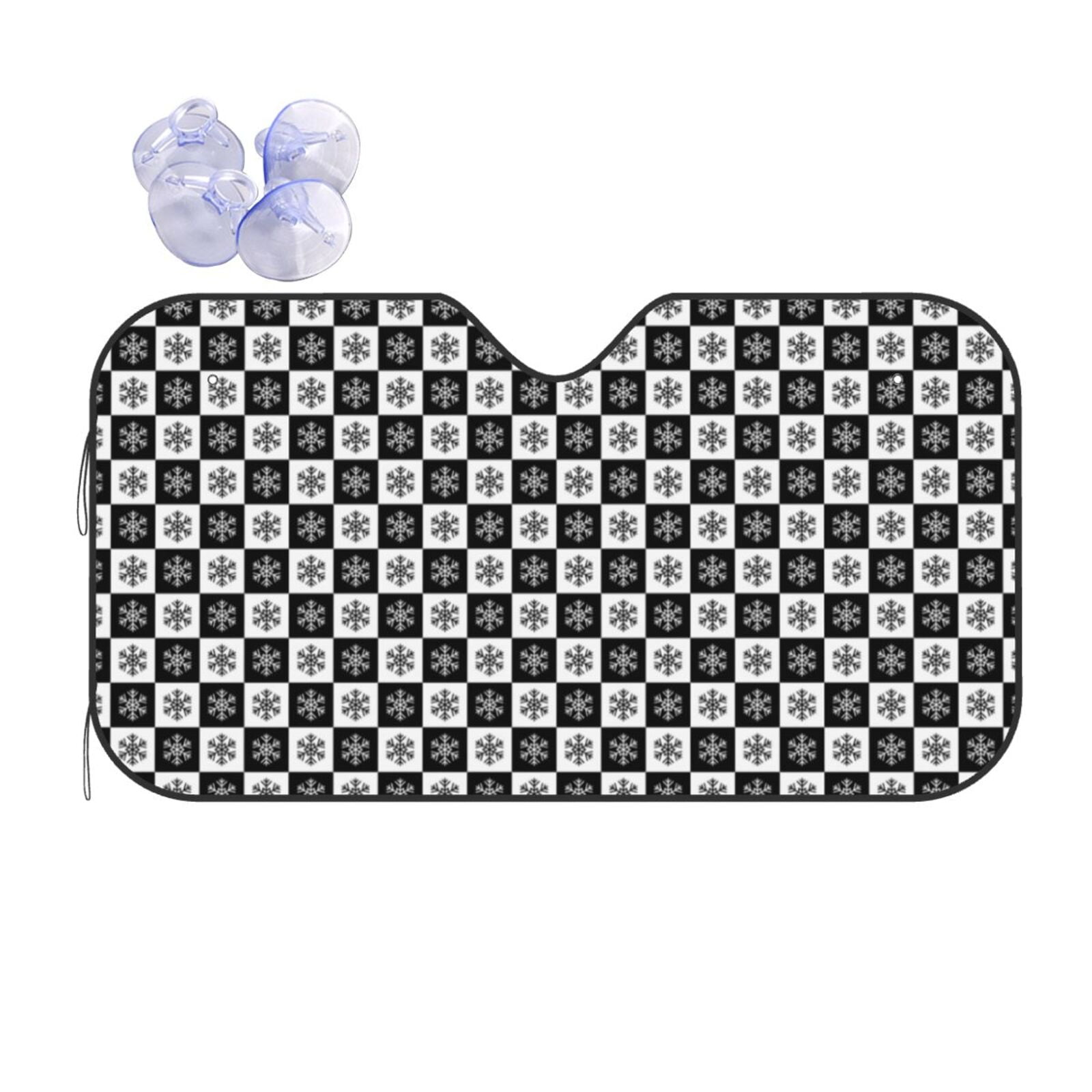 Tebeau Checkerboard With Snowflake 1 Print Foldable Car Windshield Sun ...