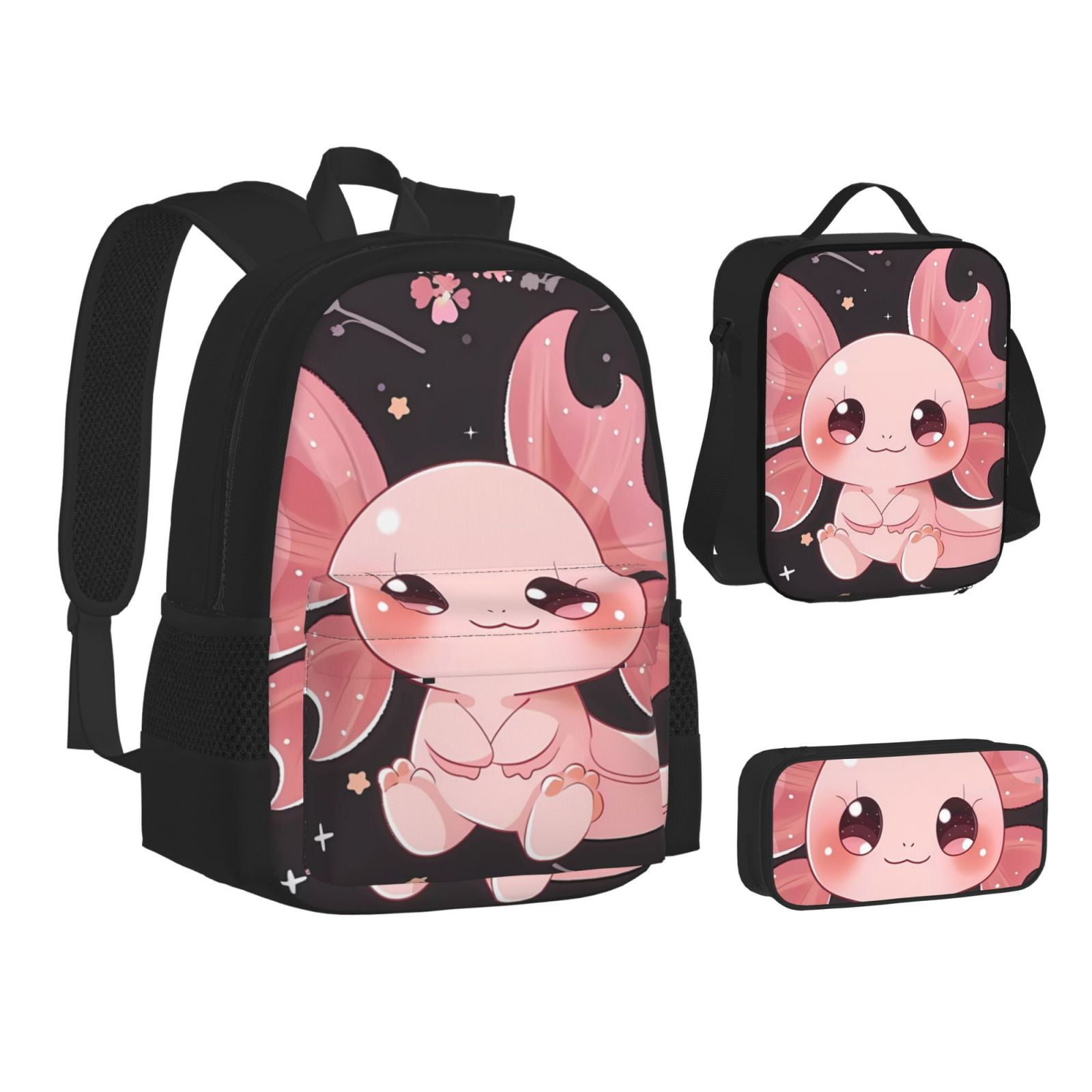 Tebeau Chibi Axolotl Sakura Fantasy Print School Backpacks for Boys ...