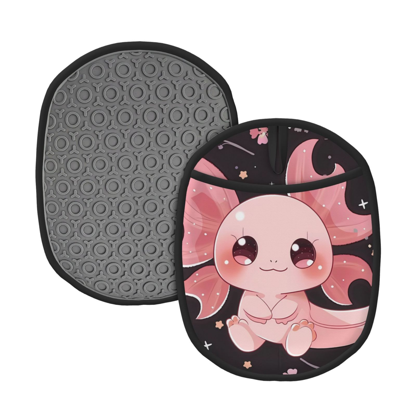 Tebeau Chibi Axolotl Sakura Fantasy Print Silicone Pot Holders , Multi ...