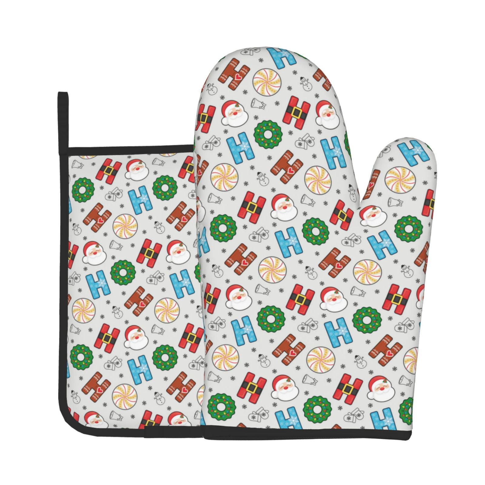 Tebeau Christmas Hohoho 1 Print Oven Mitts and Pan Racks 2-Piece Set ...
