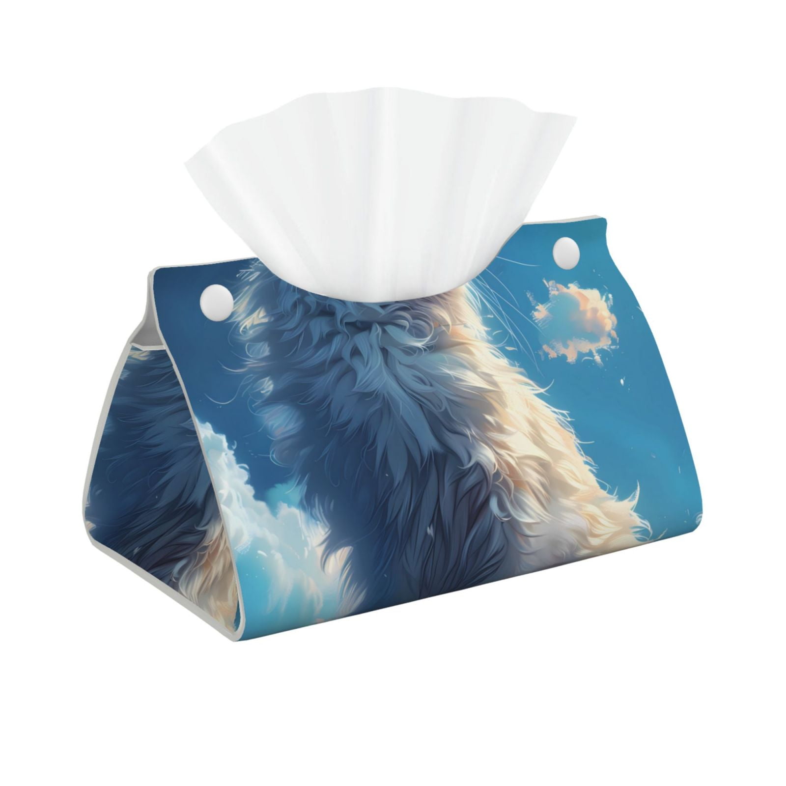 Tebeau Clear Sky Blue Cat Print Tissue Box Cover,Modern PU Leather ...