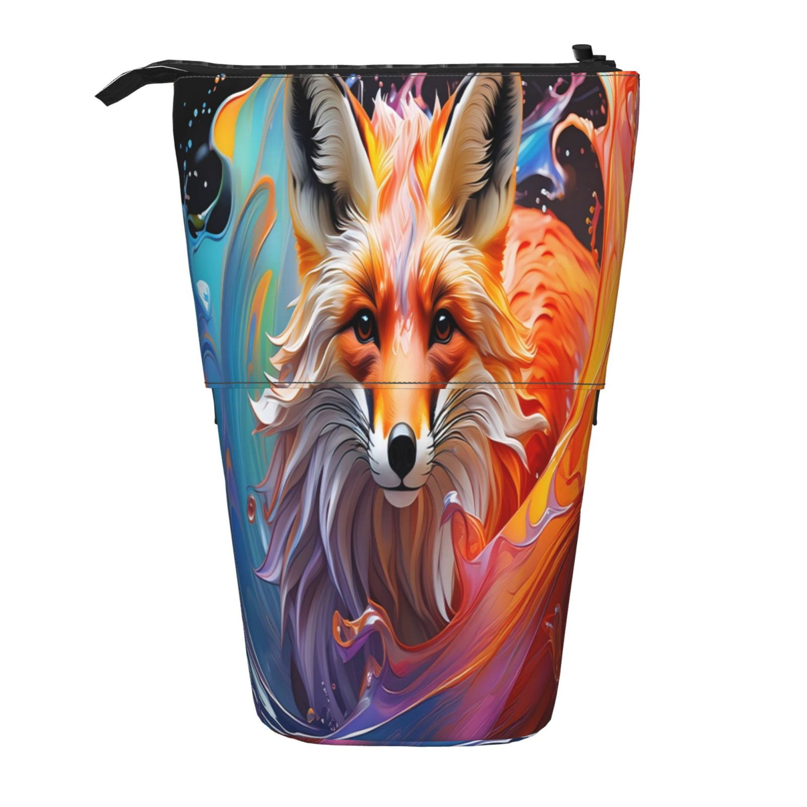 Tebeau Color Splash Fox Portrait Print Telescopic Pencil Bag Pen Holder ...