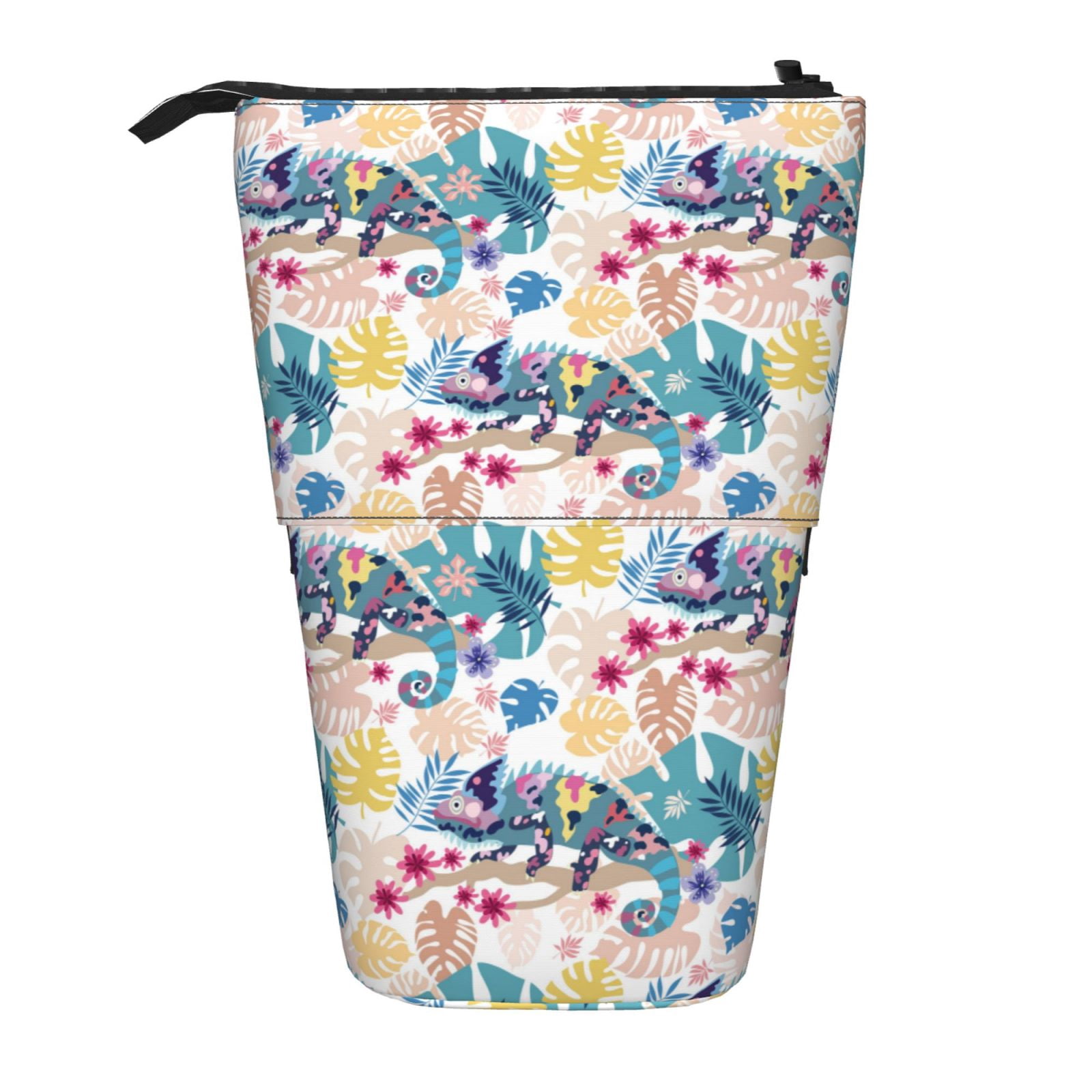 Tebeau Colorful Chameleons Print Telescopic Pencil Bag Pen Holder Pop ...
