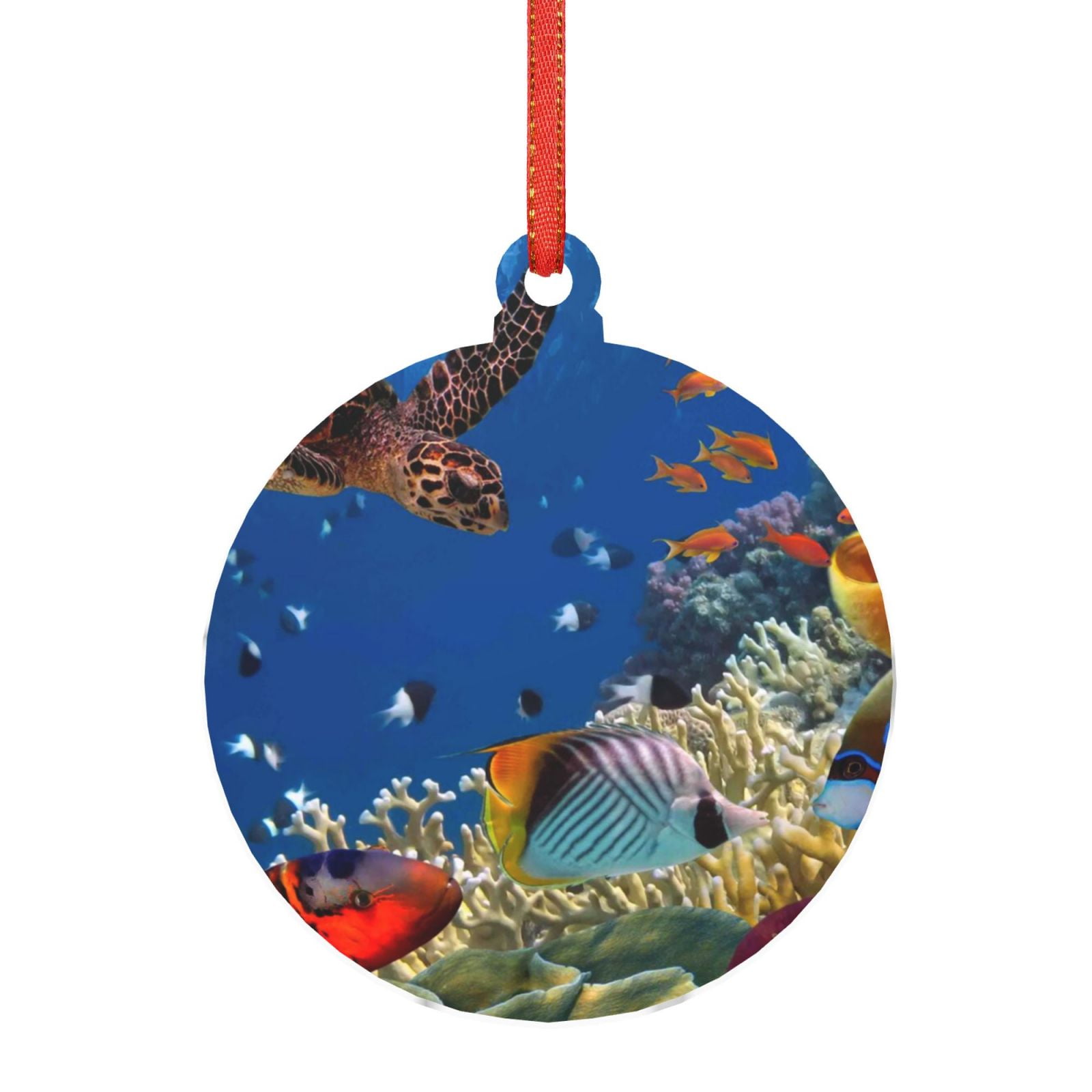 Tebeau Colorful Coral Reef Print Christmas Tree Ornaments Round ...