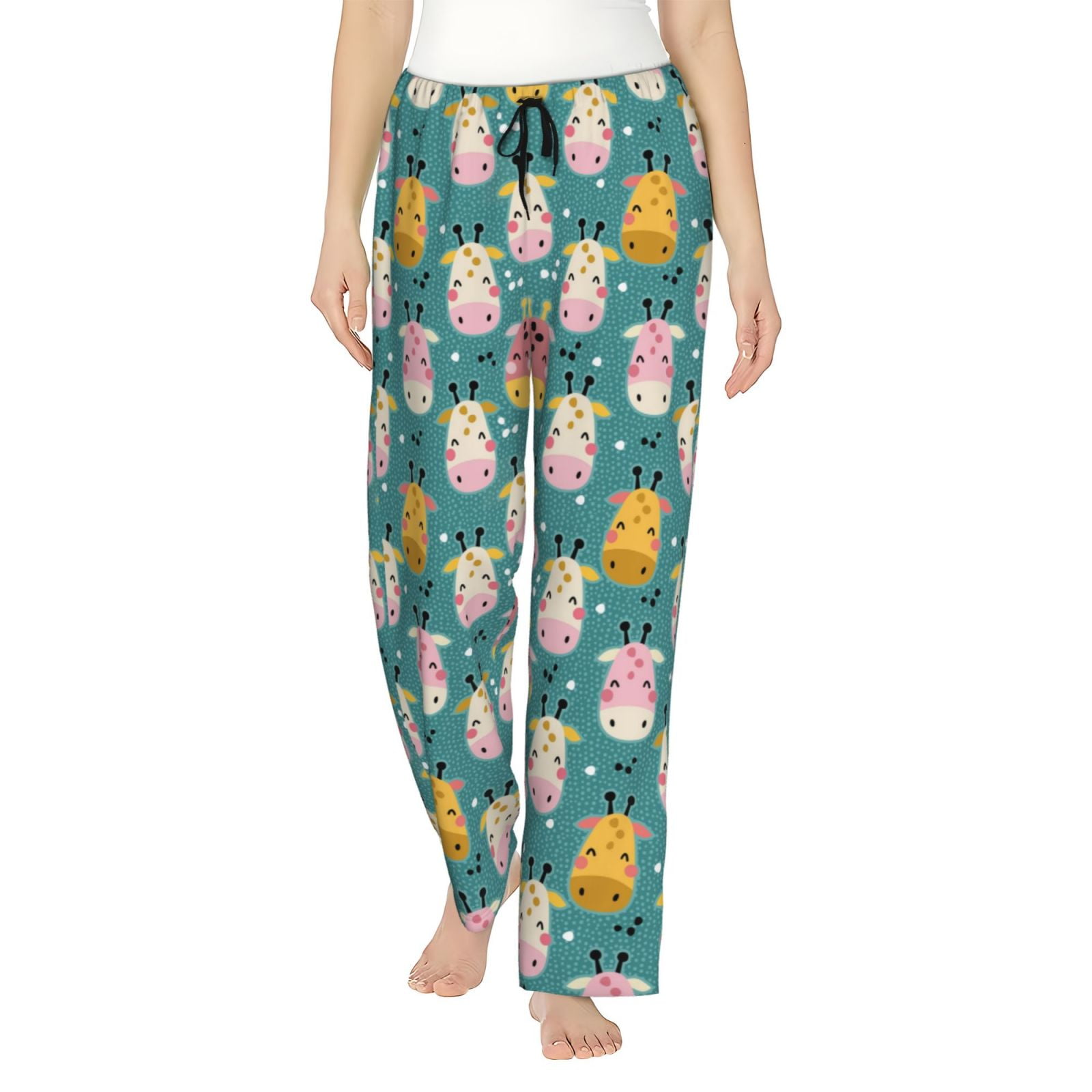 Tebeau Colorful Cow Print Women Pajama Pants Women's Drawstring Pajama ...