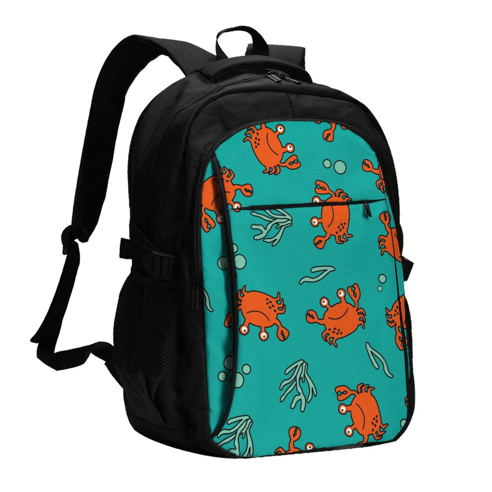 Tebeau Colorful Crab Print Travel Laptop Backpack Waterproof Anti Theft ...