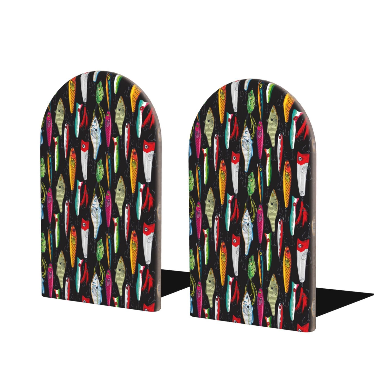 Tebeau Colorful Fishing Lures Print Wood Bookends for Shelves,Bookends ...
