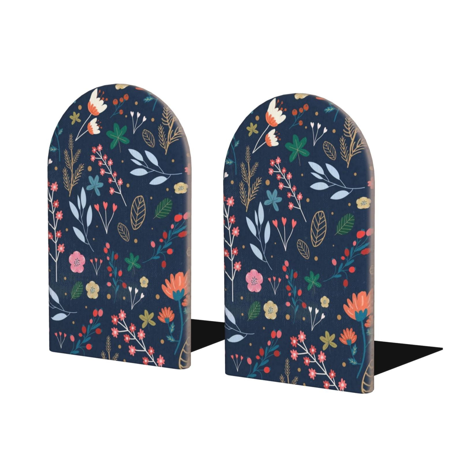 Tebeau Colorful Flowers Print Wood Bookends for Shelves,Bookends,Book ...
