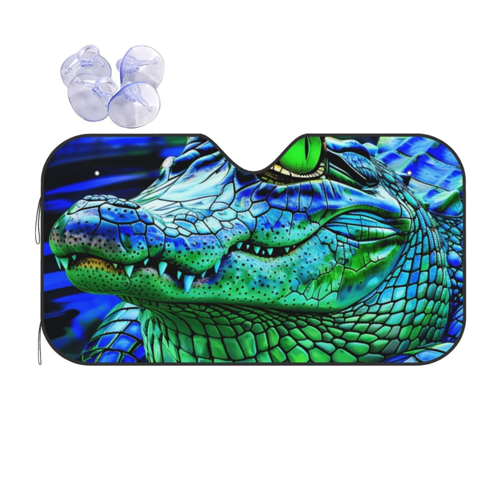 Tebeau Colorful Stained Glass Crocodile Print Foldable Car Windshield ...