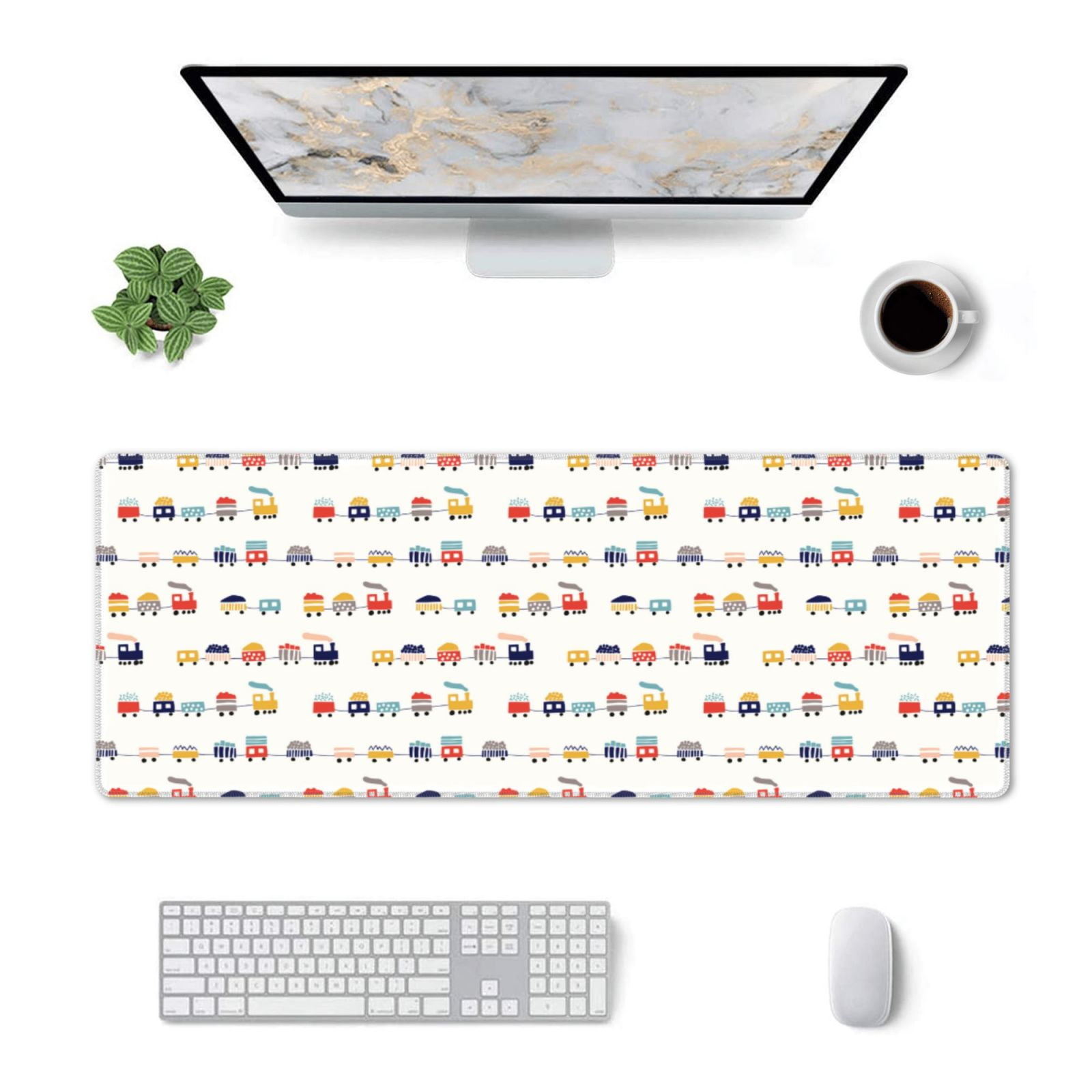 Tebeau Colorful Trains Print 12x31.5 inch Gaming Mouse Pad Mat Rubber ...