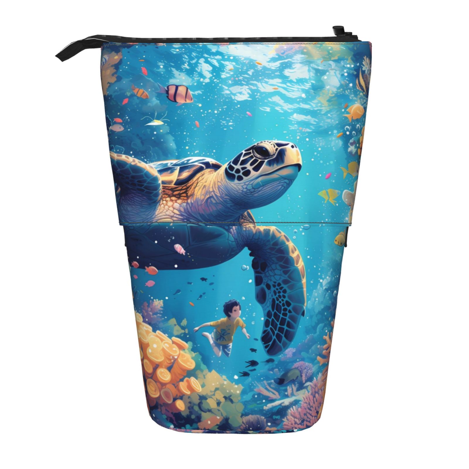 Tebeau Colorful Underwater Plant Turtle Print Telescopic Pencil Bag Pen ...