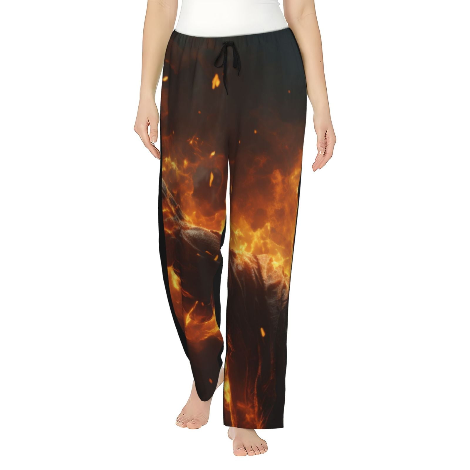 Tebeau Cool Fire Man Print Women Pajama Pants Women's Drawstring Pajama ...