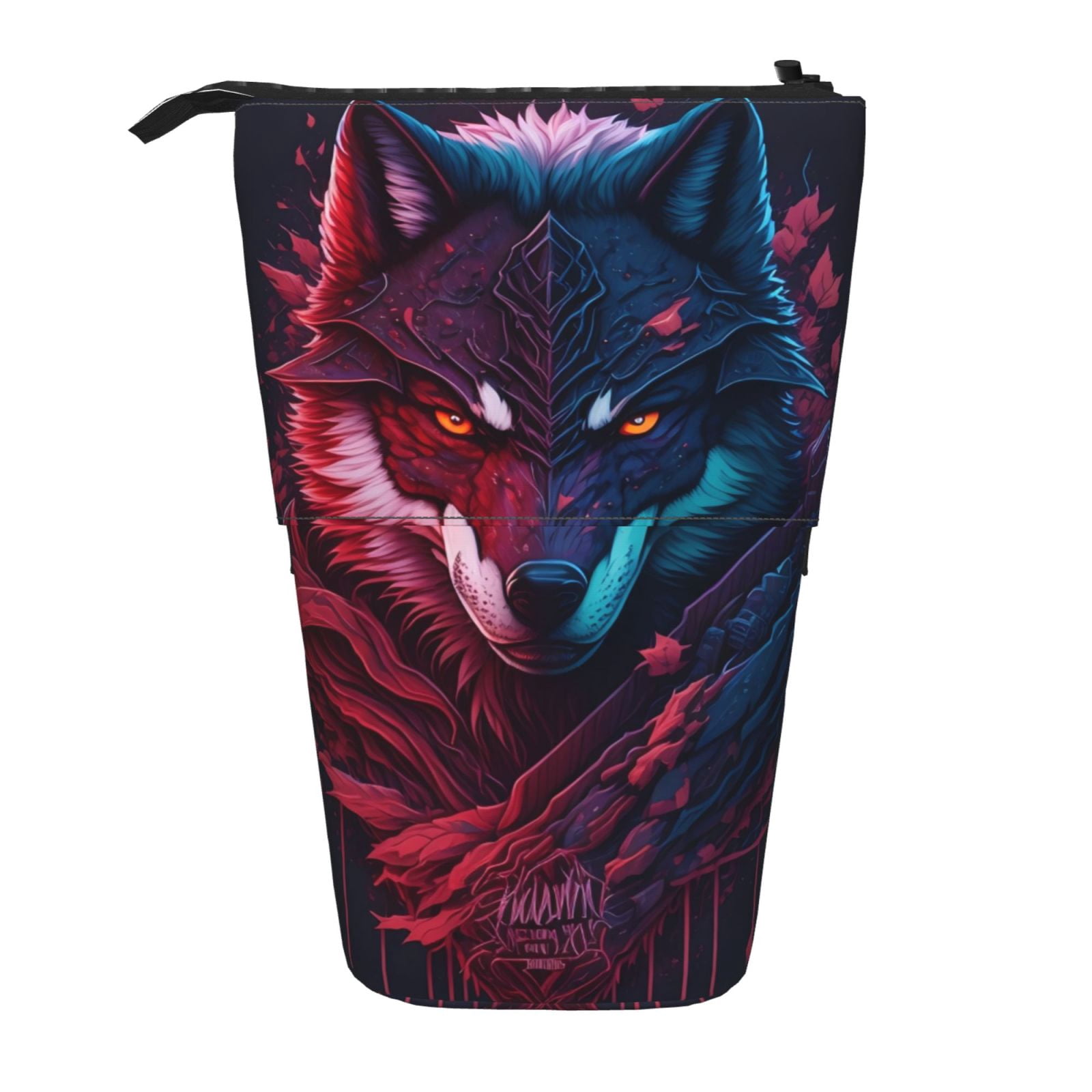Tebeau Cool Wolf Head Print Telescopic Pencil Bag Pen Holder Pop Up ...