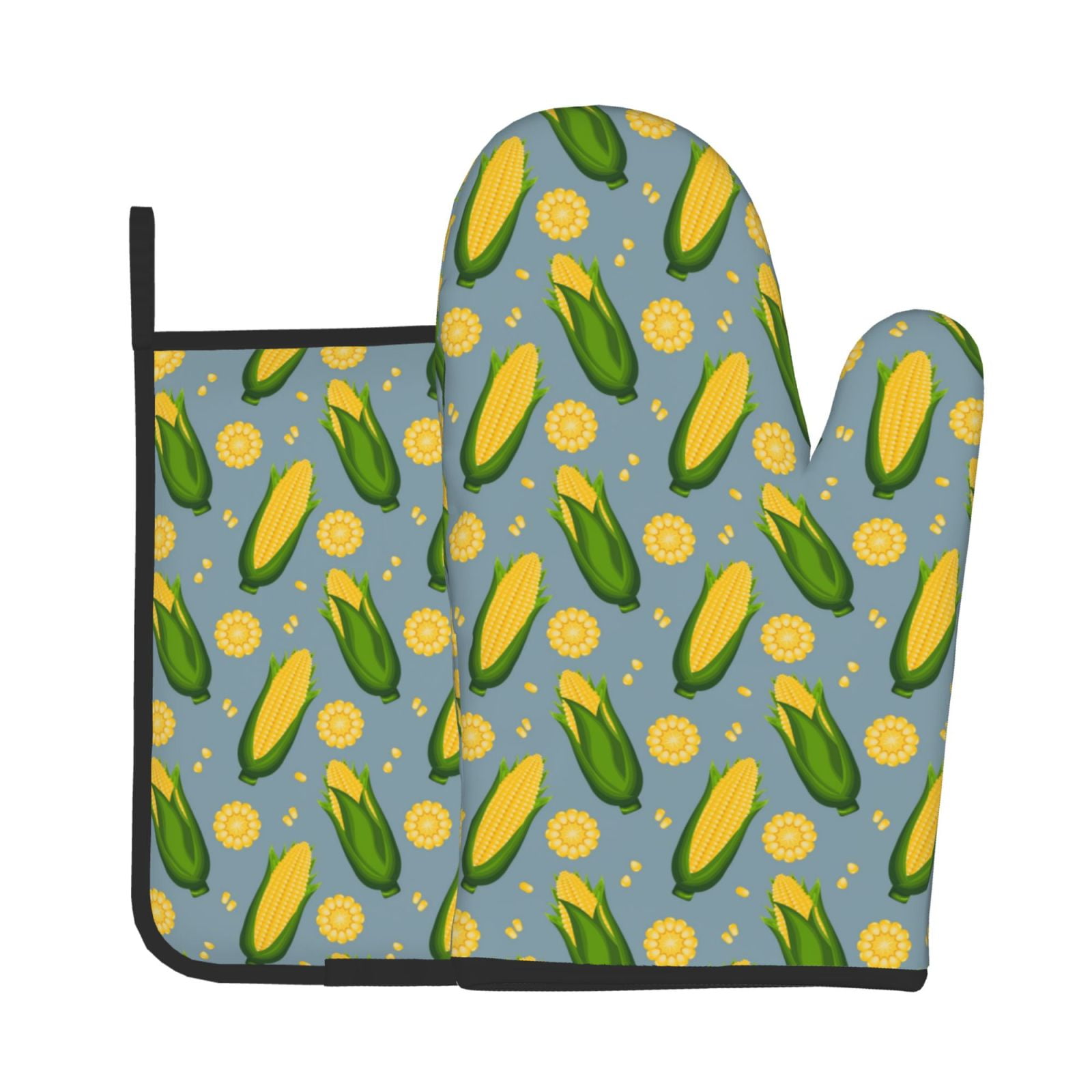 Tebeau Corn On The Leaves Print Oven Mitts and Pan Racks 2-Piece Set ...